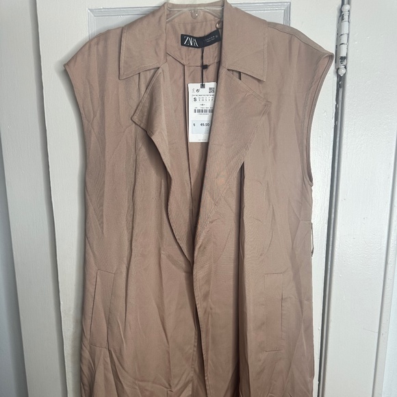 Zara | Jackets & Coats | Brand New Zara Tan Sleeveless Overcoat Wtag ...